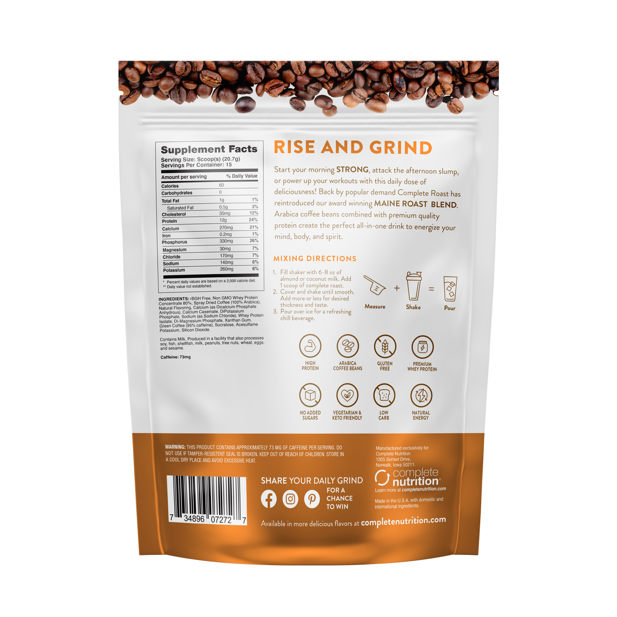 Complete Roast High Protein Coffee - Caramel Frappe - Maine Blend ...